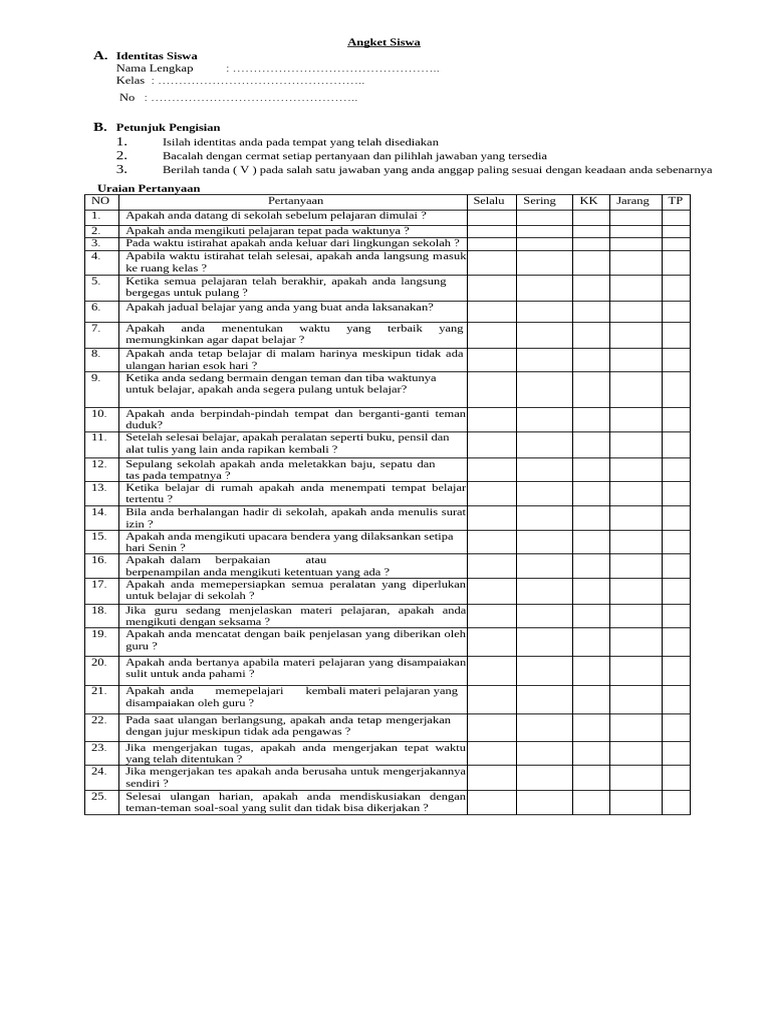 Angket Siswa | PDF