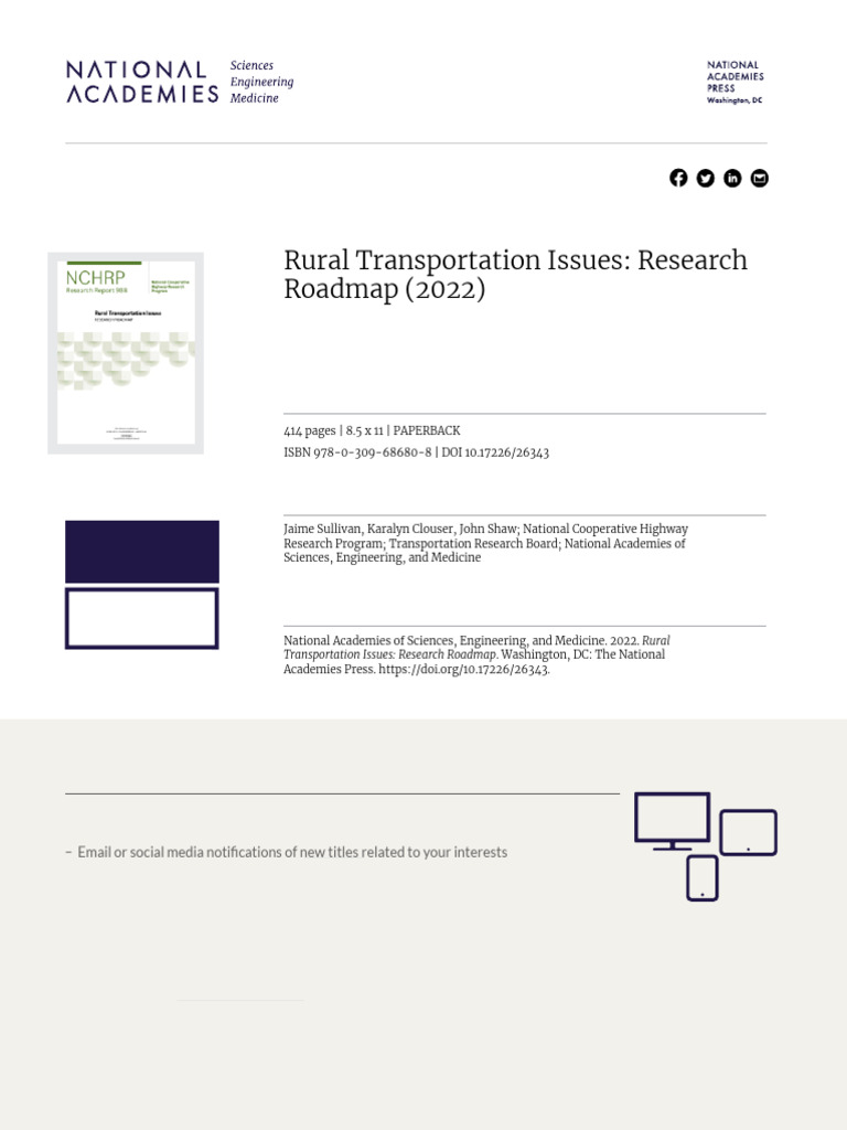 Rural Transportation Issues: Research Roadmap (2022) : This PDF Is ...