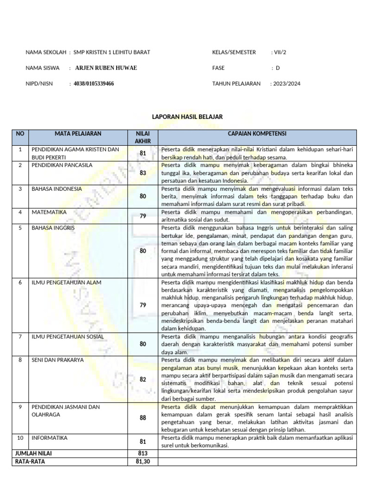 Lembar Nilai 1 FIX | PDF