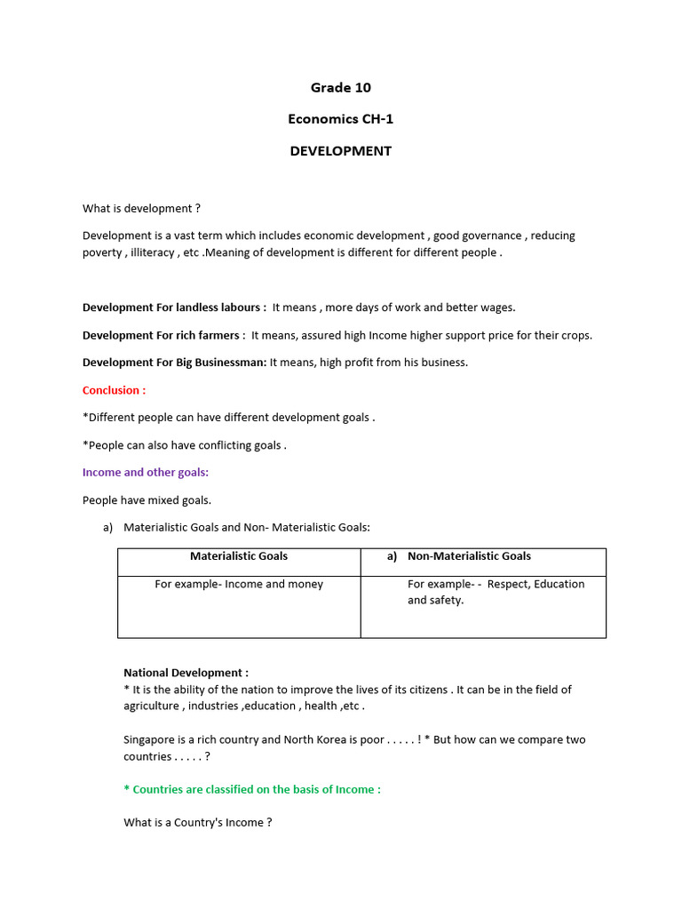 Grade 10 Development Notes | PDF