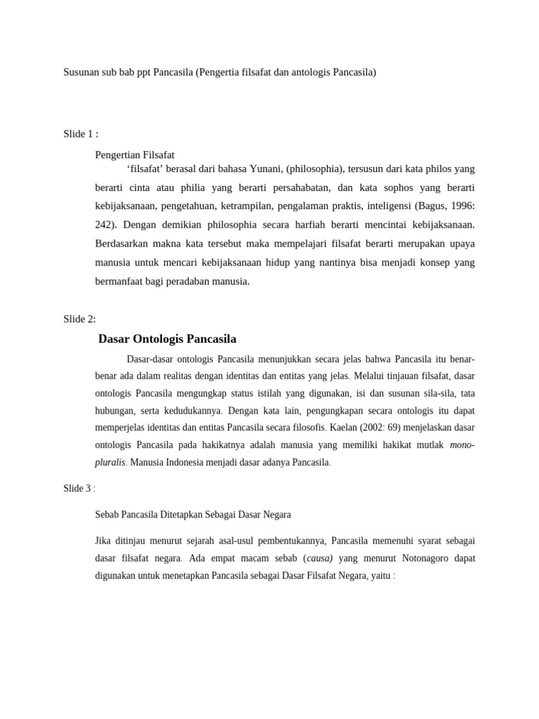 Susunan Sub Bab PPT Pancasila | PDF