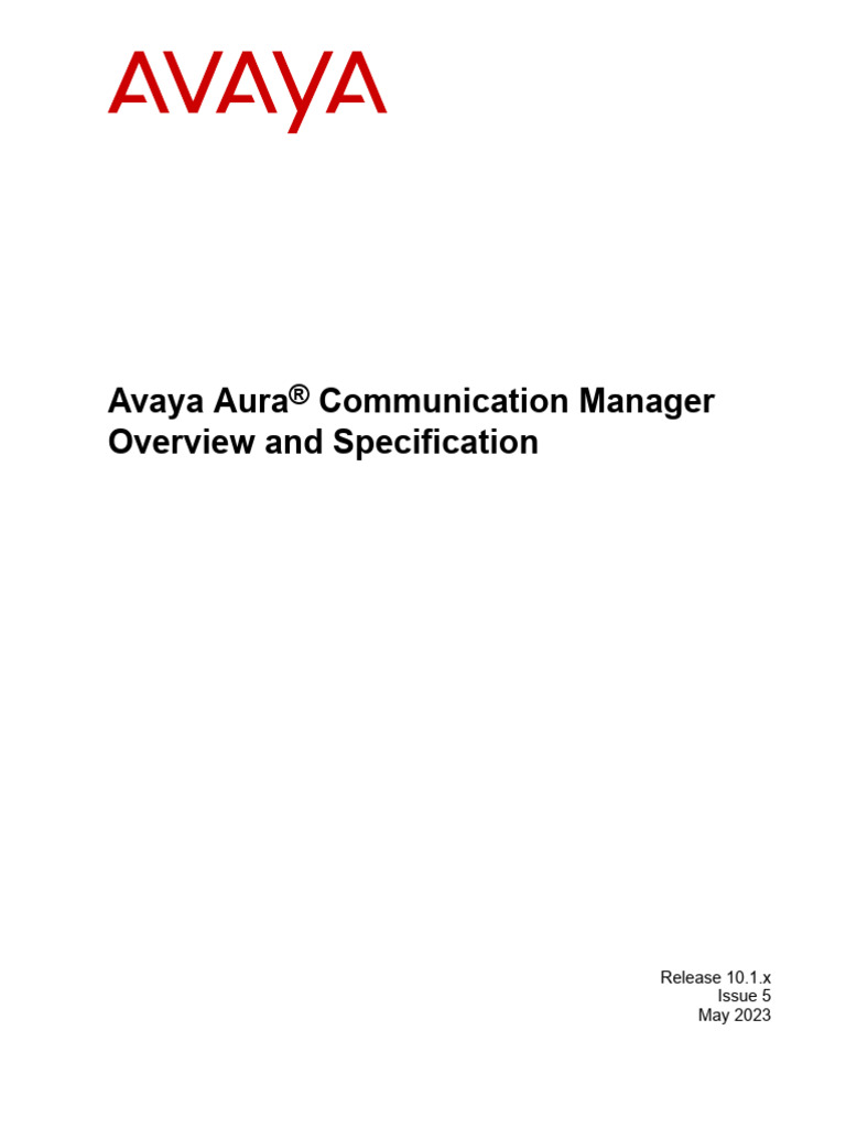 Avaya Communication Manager Overview Specification R10.1.x | PDF