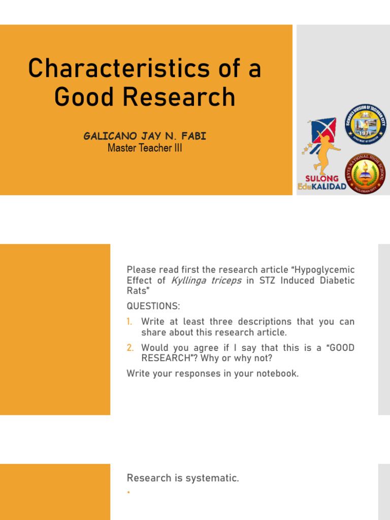 Characteristics of Good Research FINAL | PDF
