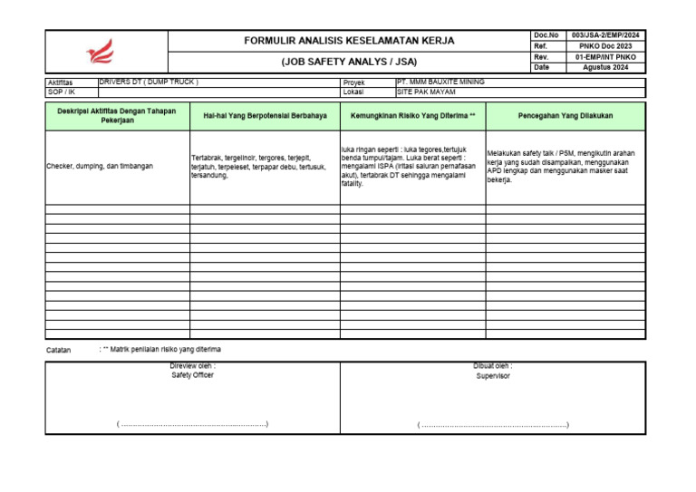 1A Form JSA Checker, Dumping Dan Timbangan 2 | PDF