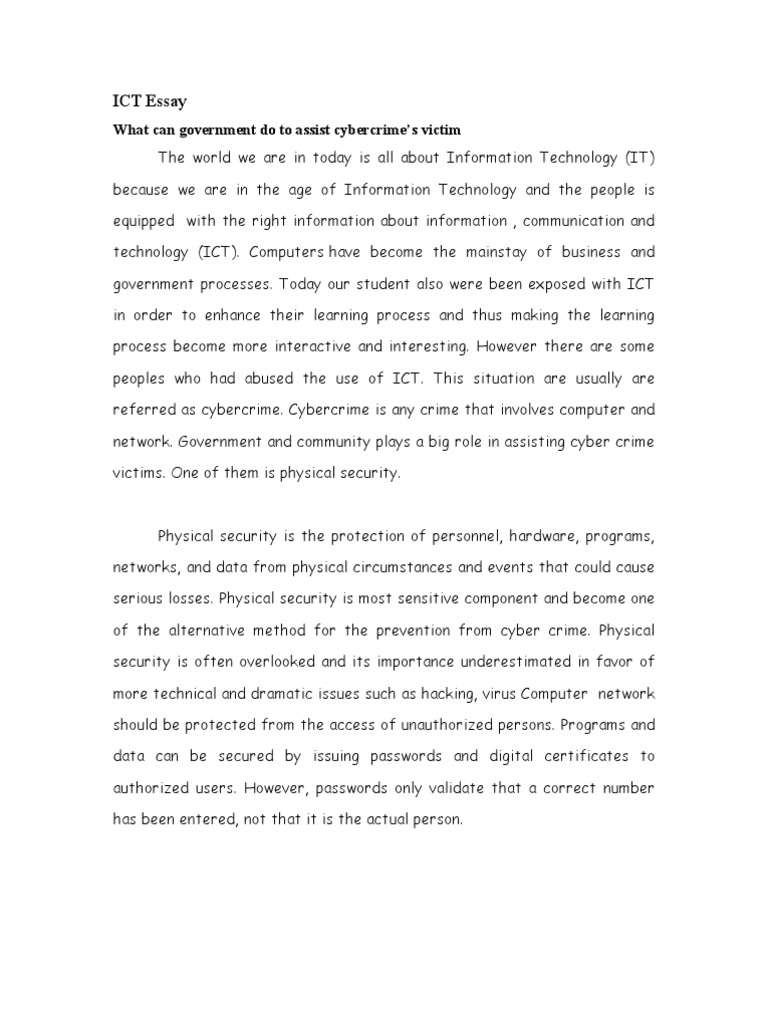 ICT Essay: What Can Government Do To Assist Cybercrime's Victim | PDF ...
