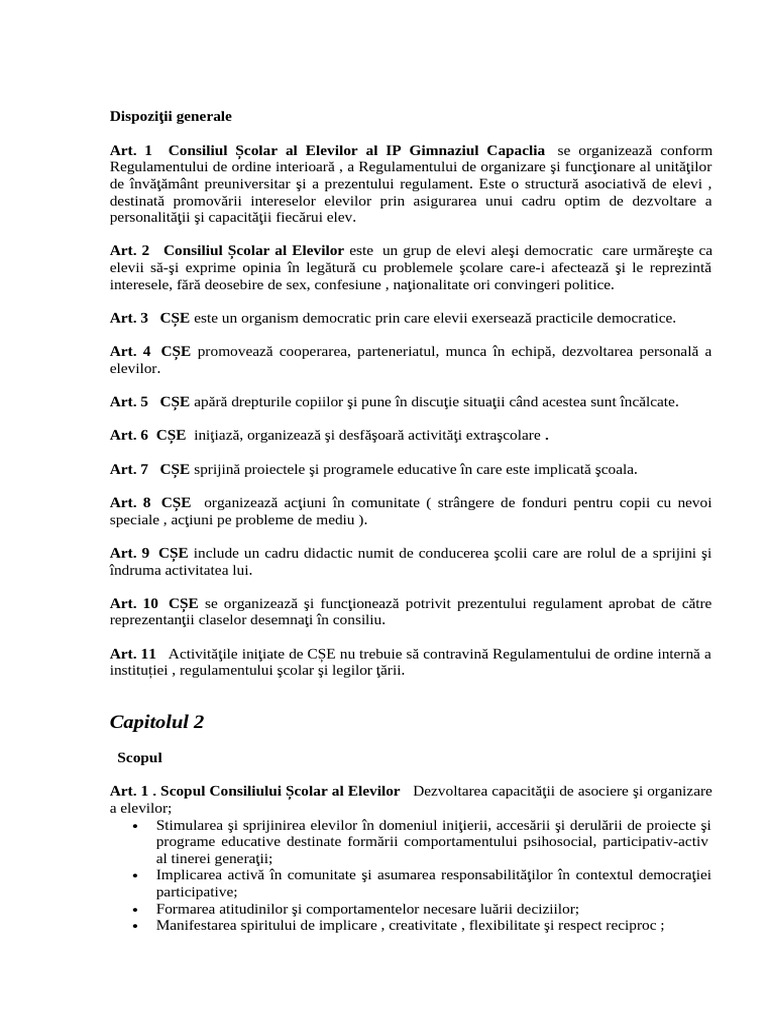 Regulament CȘE 2023-2024 | PDF