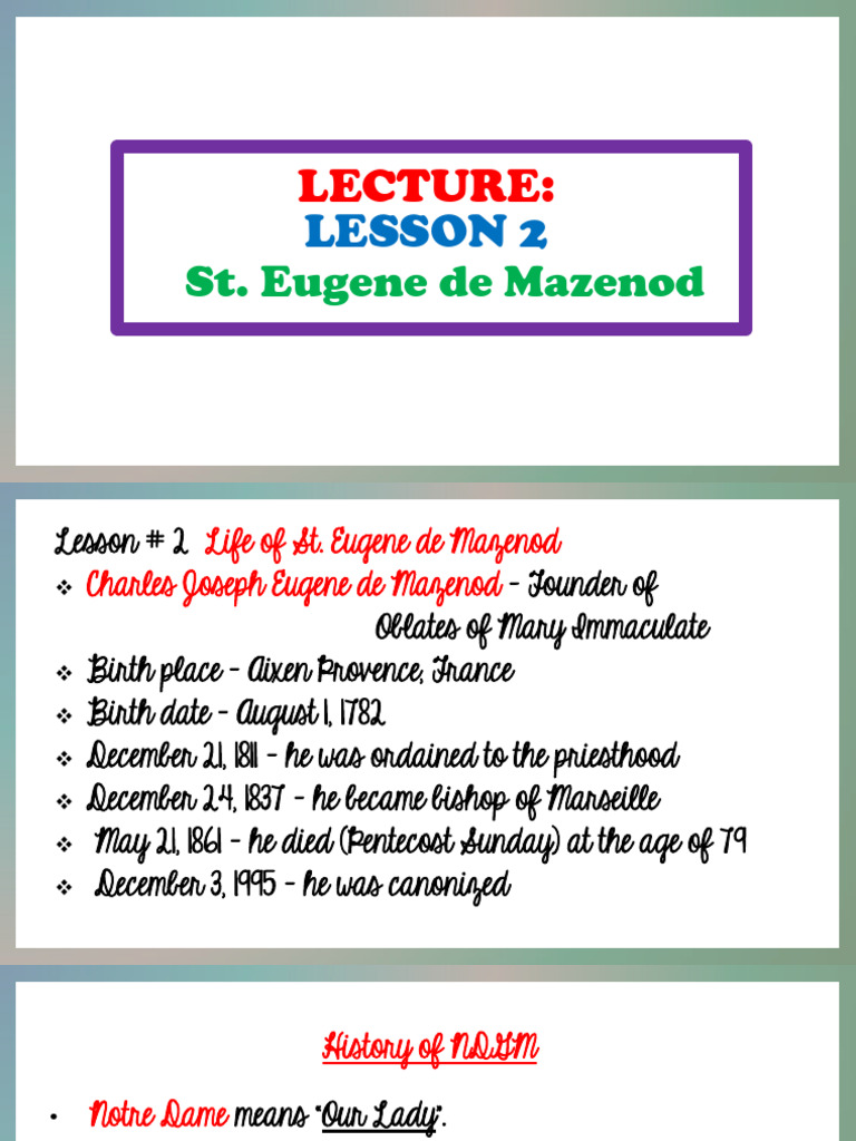 PDF 1stQ Lecture Lesson 2 ST Eugene de Mazenod 2024 | PDF