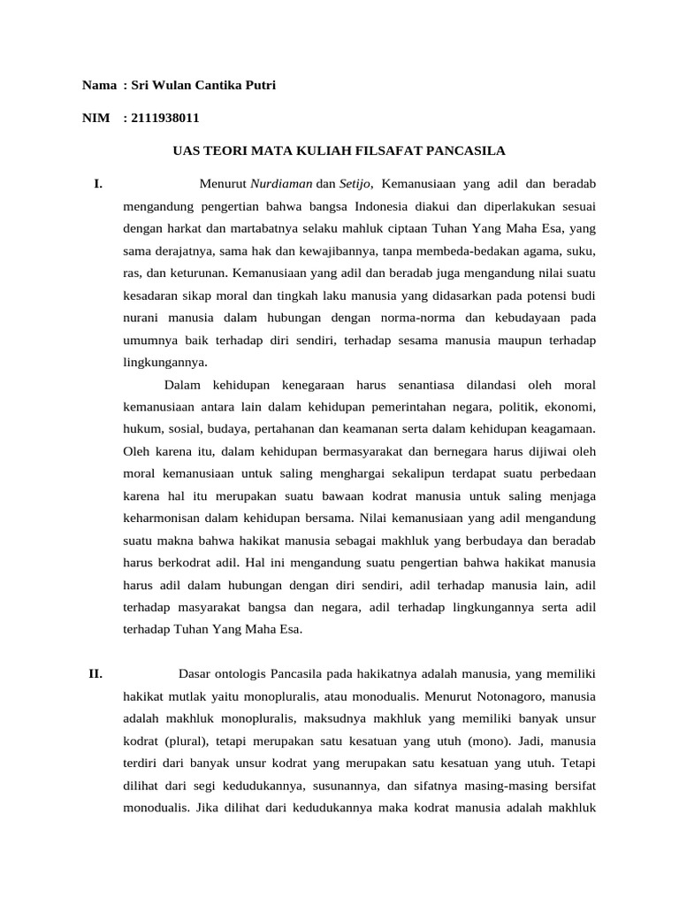 Sri Wulan Cp-Uas Filsafat Pancasila | PDF