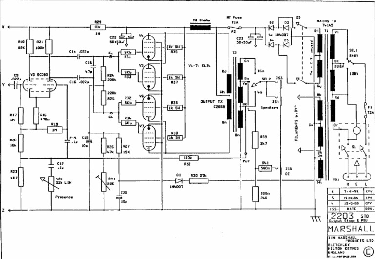 Marshall 2203 PWRM Schematic | PDF