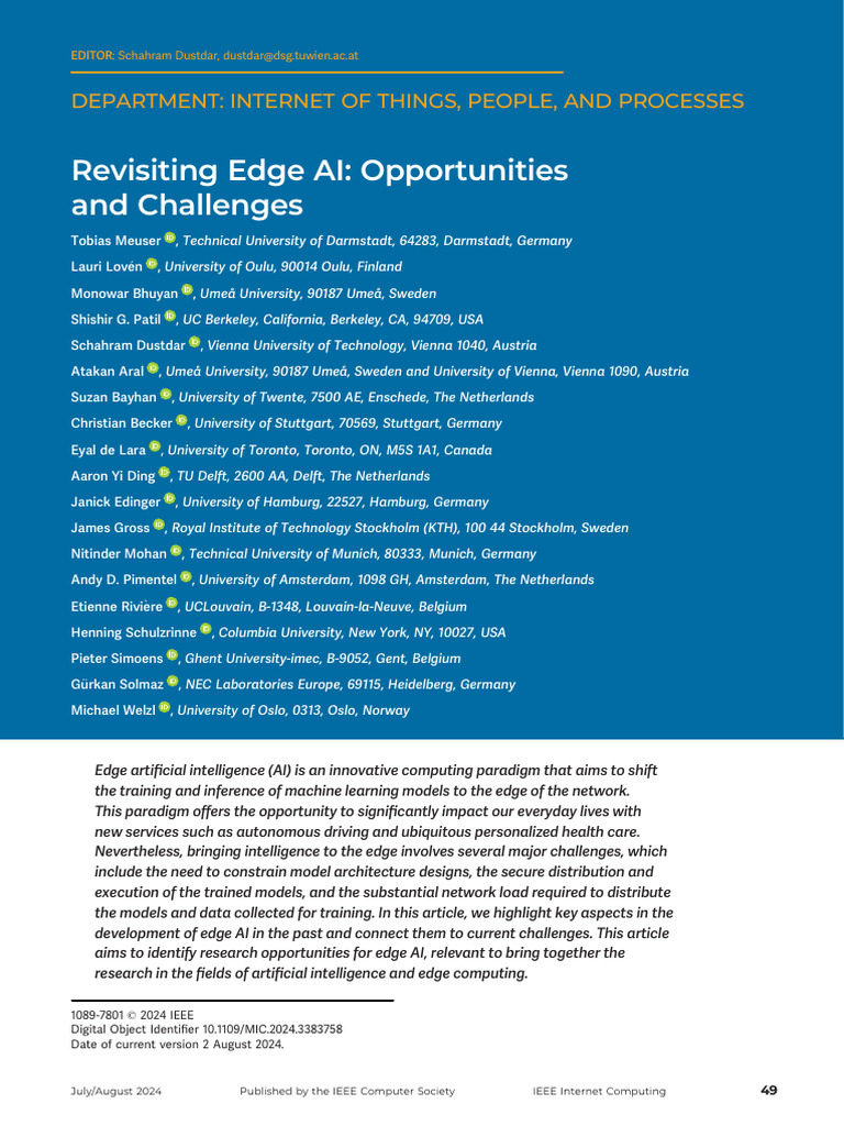 Revisiting Edge AI - Opportunities and Challenges | PDF | Artificial Intelligence | Intelligence ...