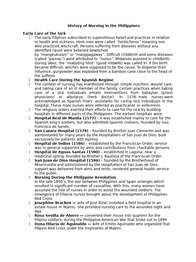 Handout 3 History of Nursing in The Philippines | PDF