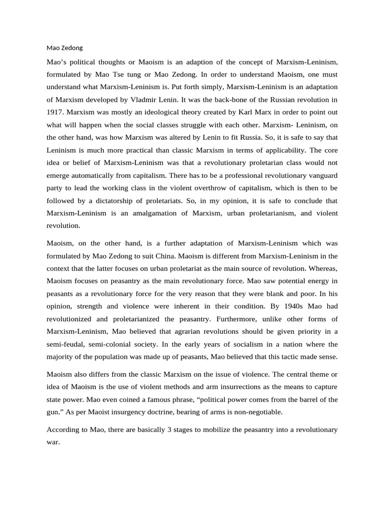 Mao Zedong's Revolutionary Army Theory | PDF | Maoism | Social Science