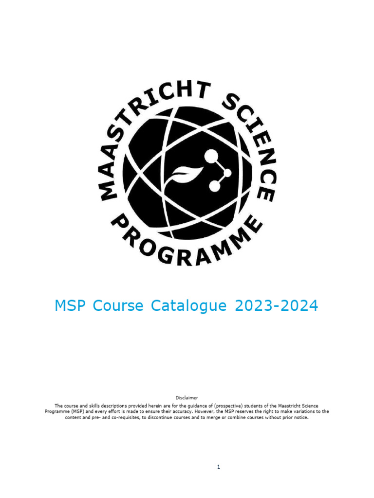 2023-2024 MSP Course Catalogue 28 August 2023 | PDF