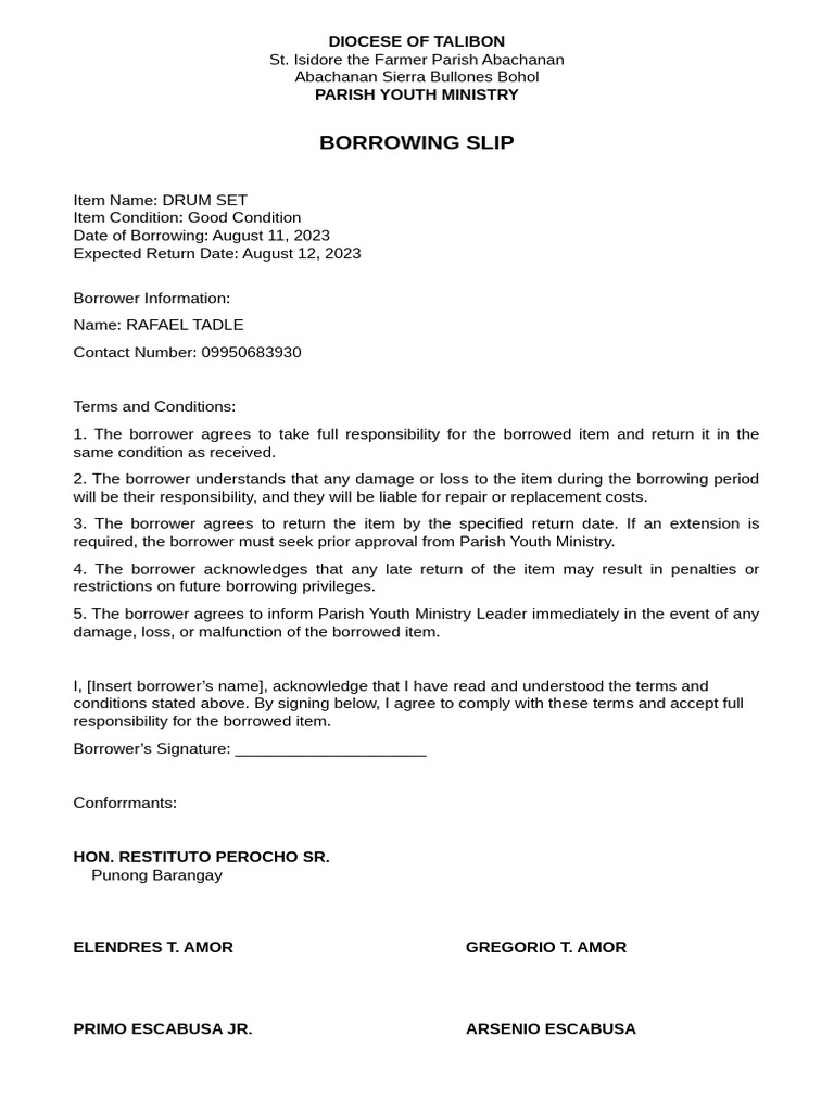 Borrowing Slip | PDF