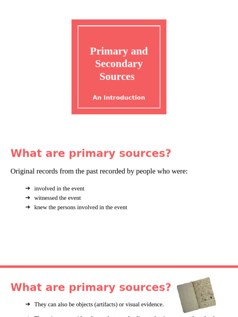 Primary and Secondary Sources | PDF