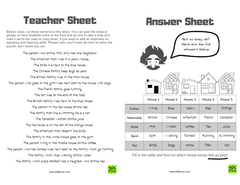 Einstein's Riddle Teacher | PDF