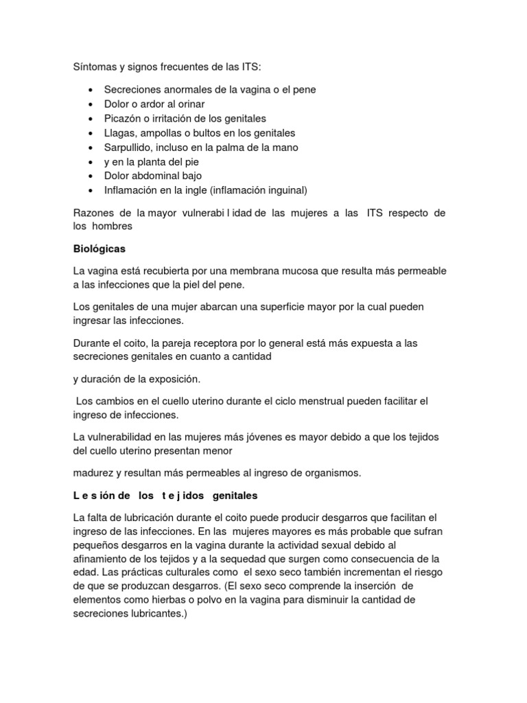 Síntomas y Signos Frecuentes de Las ITS | PDF | Infección transmitida ...
