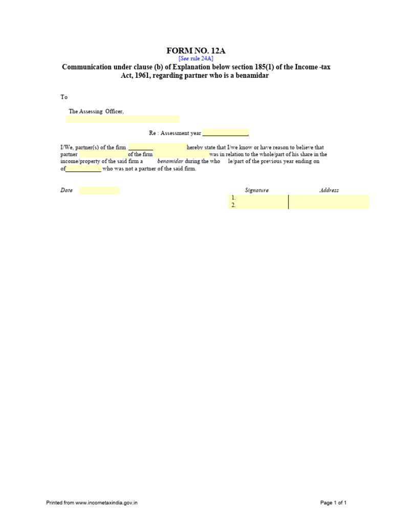 Form No. 12A | PDF