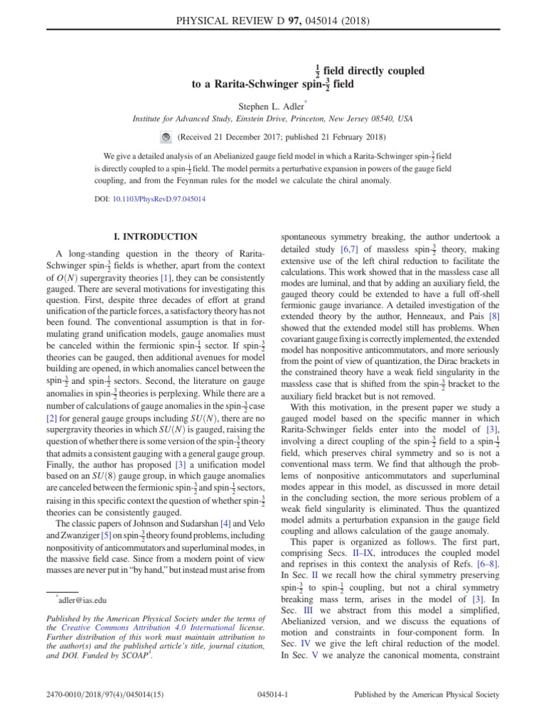 Analysis of A Gauged Model With A Spin-12 Field Directly Coupled To A Rarita-Schwinger Spin-32 ...