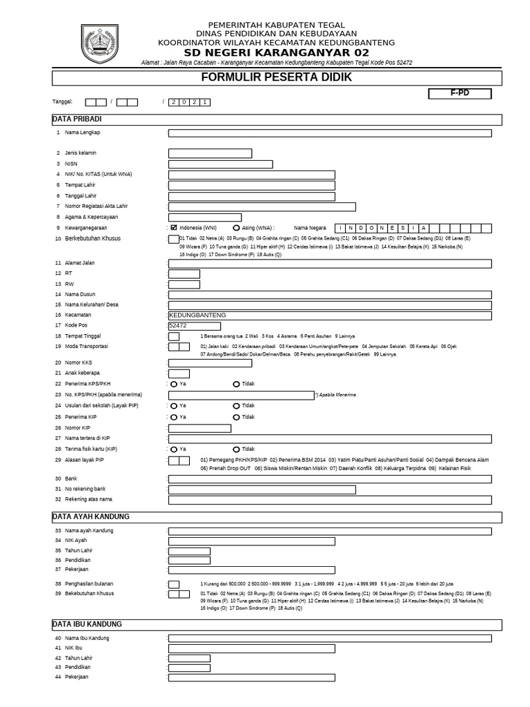 Form PPDB 2021 | PDF | Indonesia