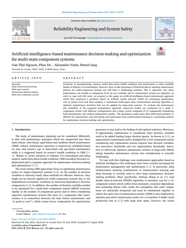 Artificial Intelligence Based Maintenance Decision Making And
