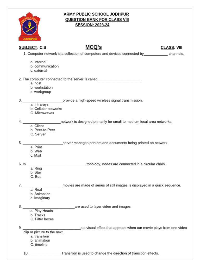 Updated QUESTION BANK 8TH CLASS | PDF