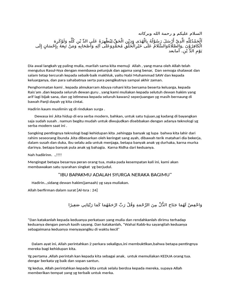 Pidato Ibu Bapak | PDF