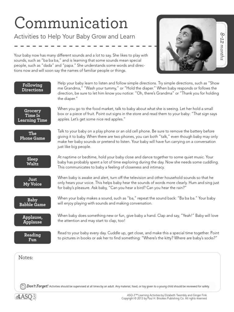 8-12 Months Checklist | PDF