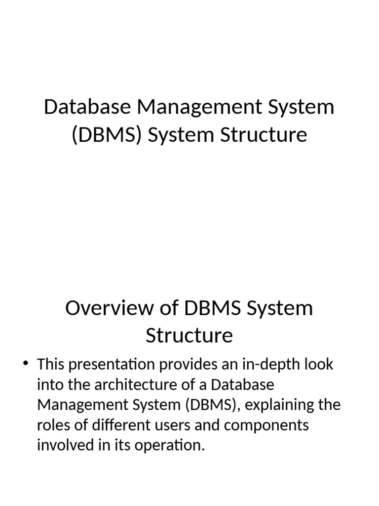Dbms System Structure Presentation | PDF