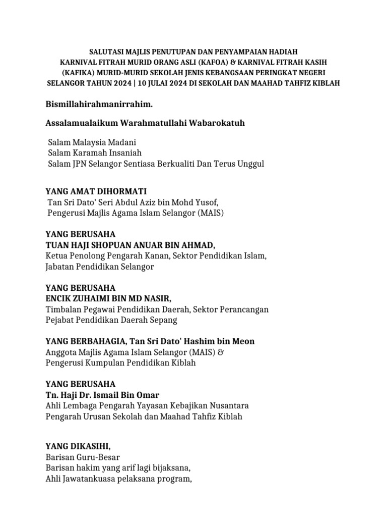 Salutasi Kafoa Kafika Negeri | PDF