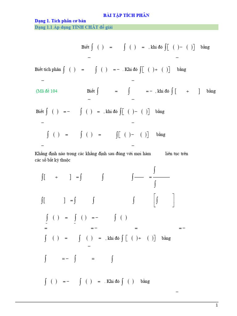 BT Tích Phân | PDF