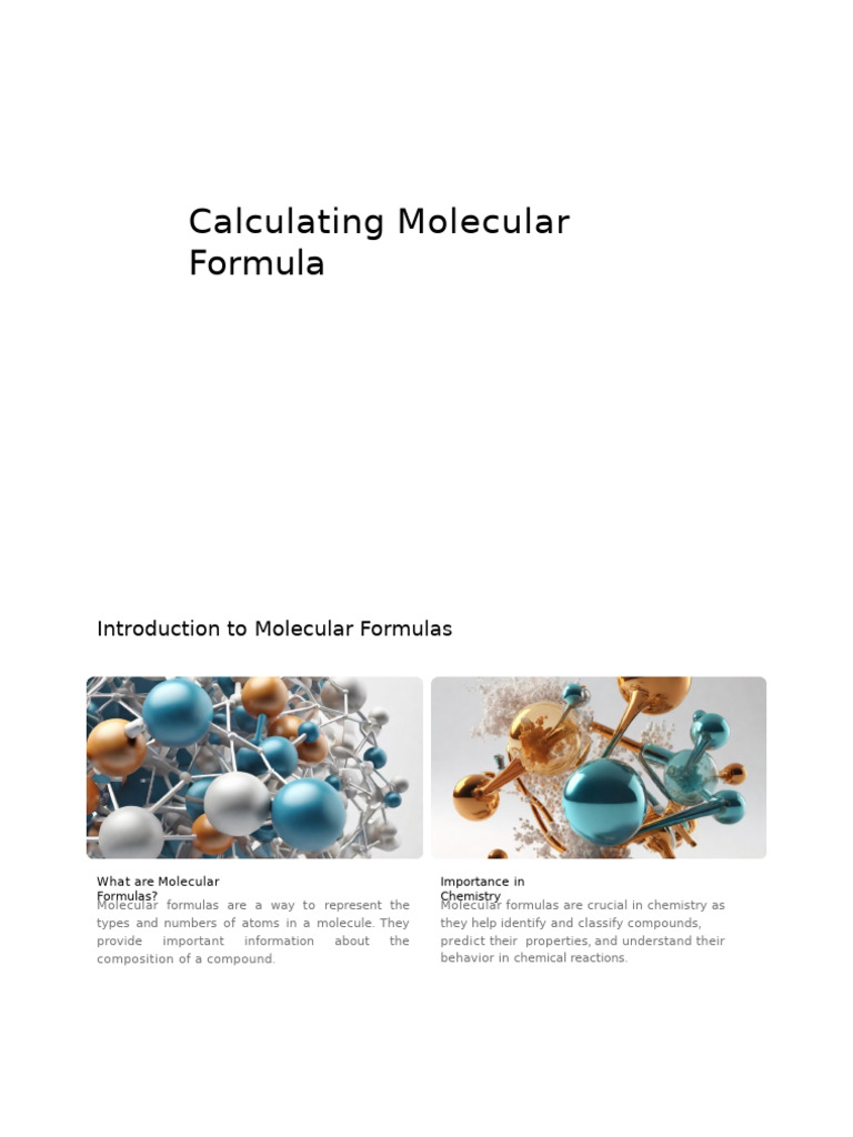 Q1 8 Calculating Molecular Formula 2024 1-28-12!38!8 | PDF