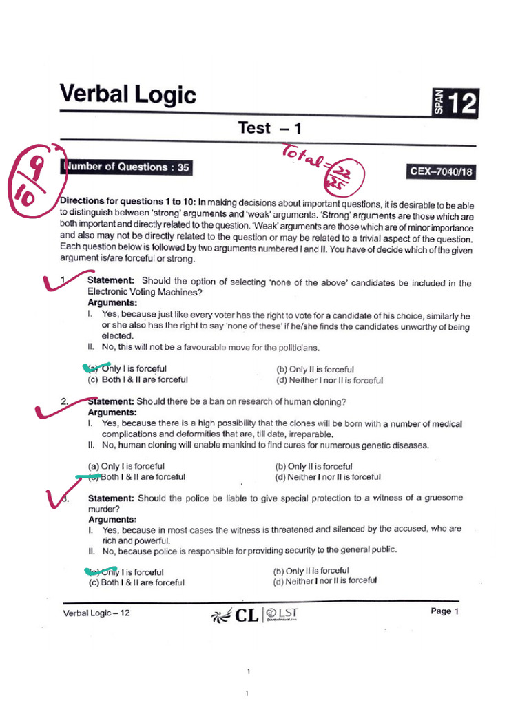 Verbal Logic | PDF