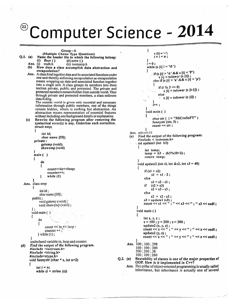 JAC Class 12 2014 Computer Science | PDF
