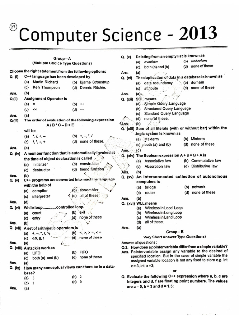 JAC Class 12 2013 Computer Science | PDF