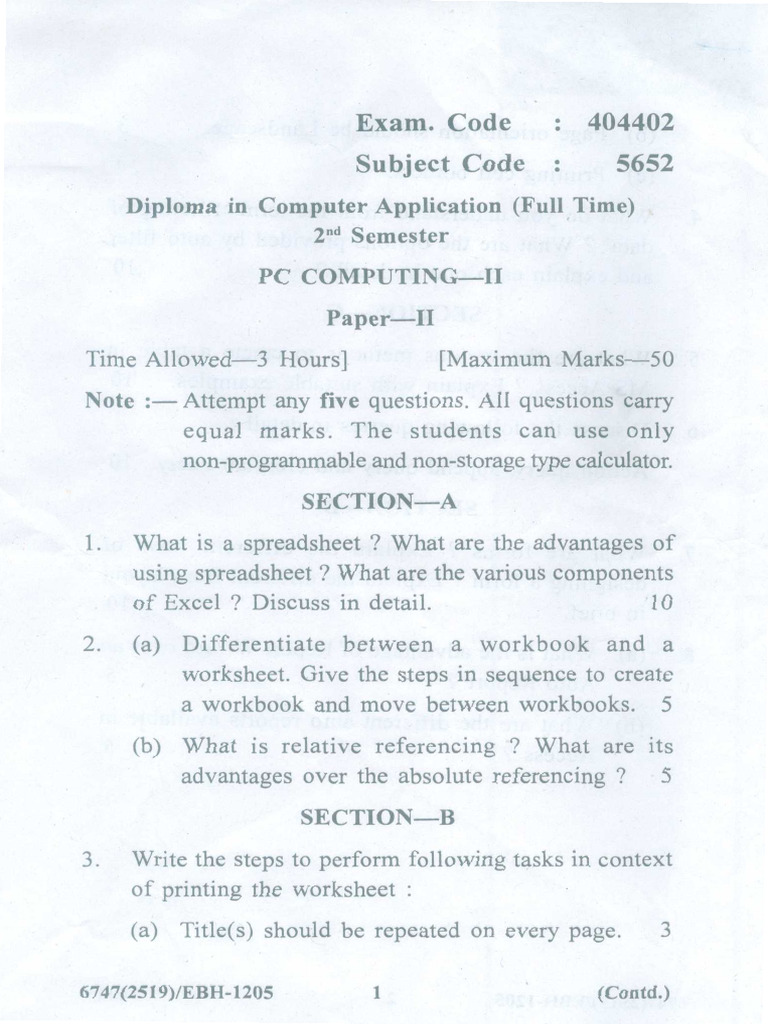 PCC Dca 2nd Sem 2019 | PDF