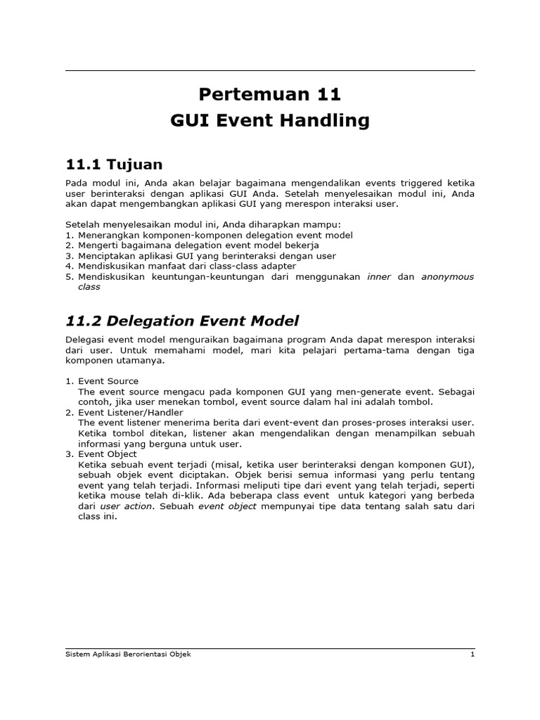 Pertemuan 11 - Event Handling | PDF