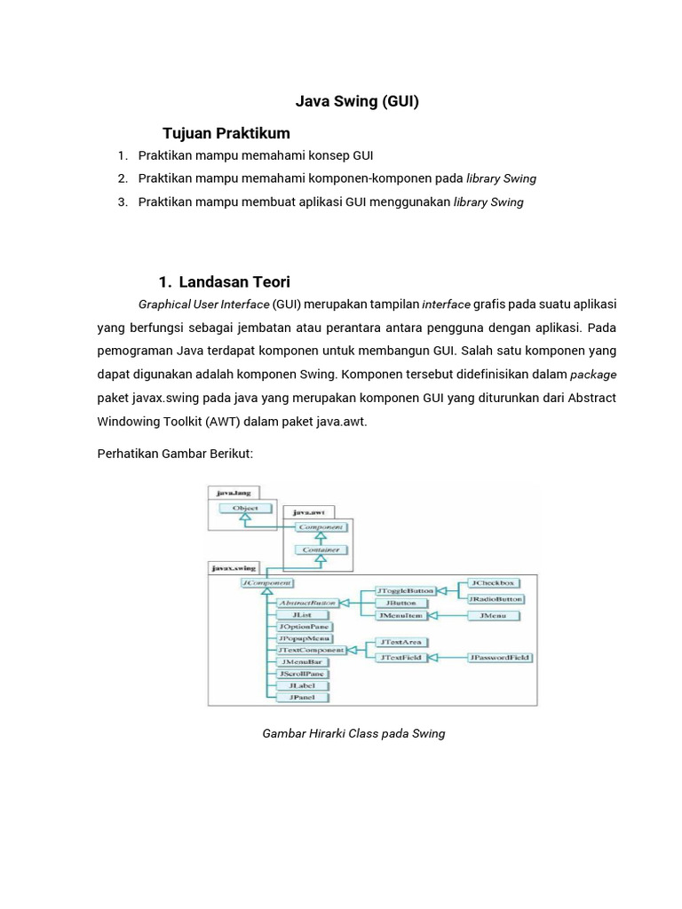 Pertemuan 9-10 - Komponen GUI, Komponen Layout, Event | PDF
