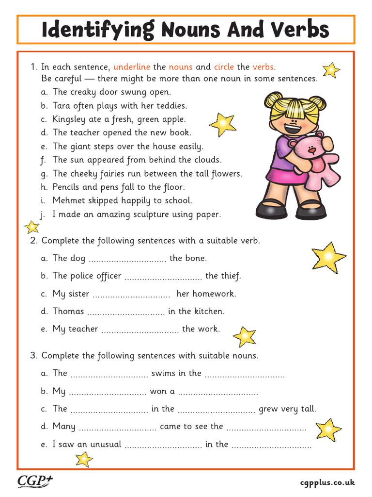 Identifying Nouns and Verbs in Sentences (Years 3-4) Printer Friendly | PDF
