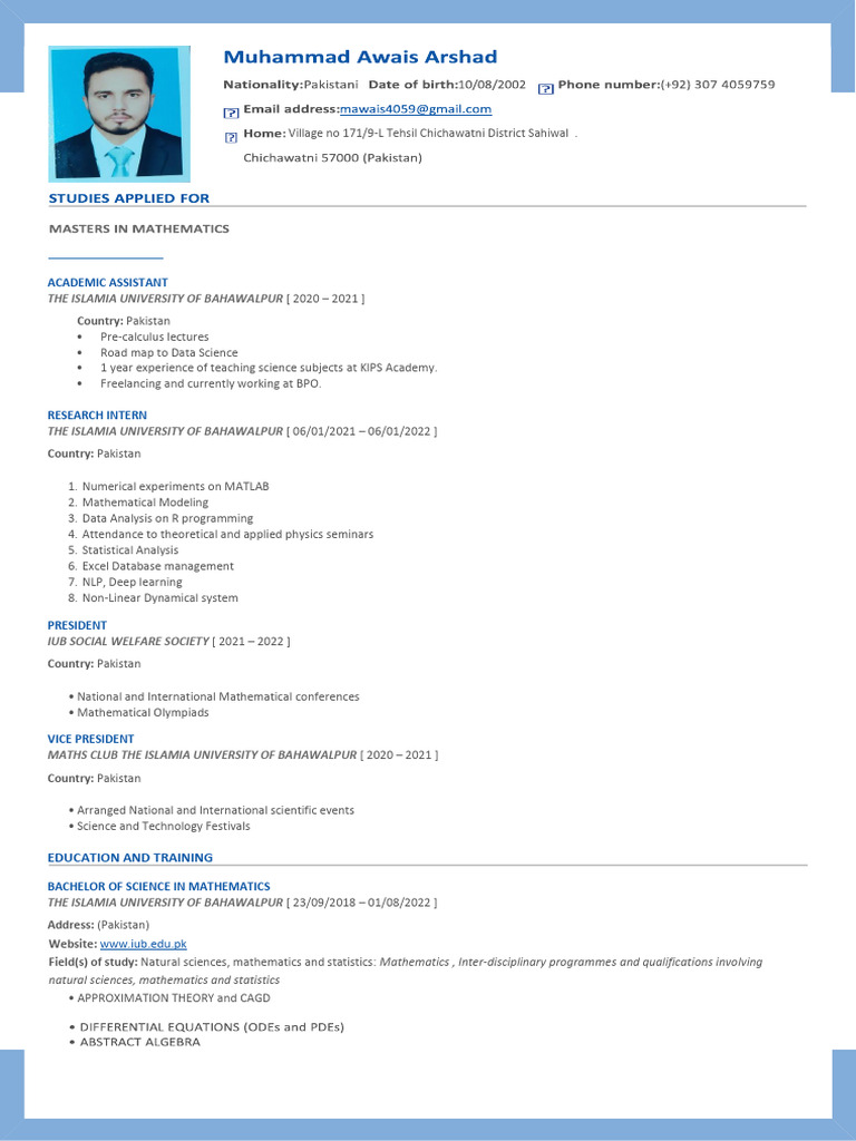 Math CV | PDF