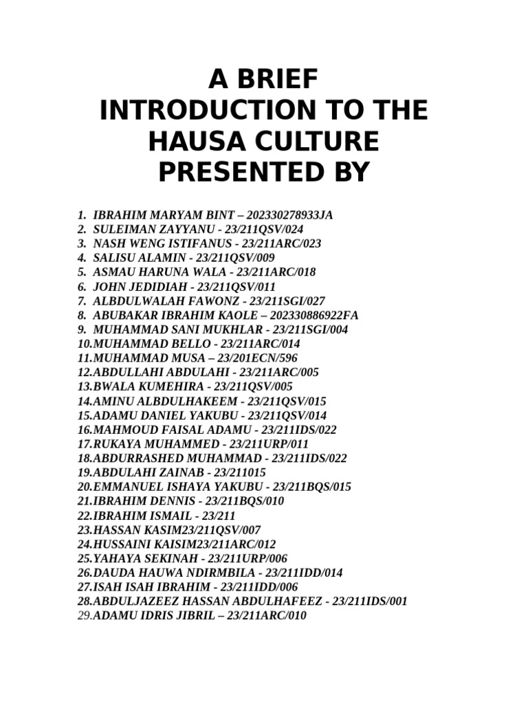 HAUSA PPL Culture | PDF