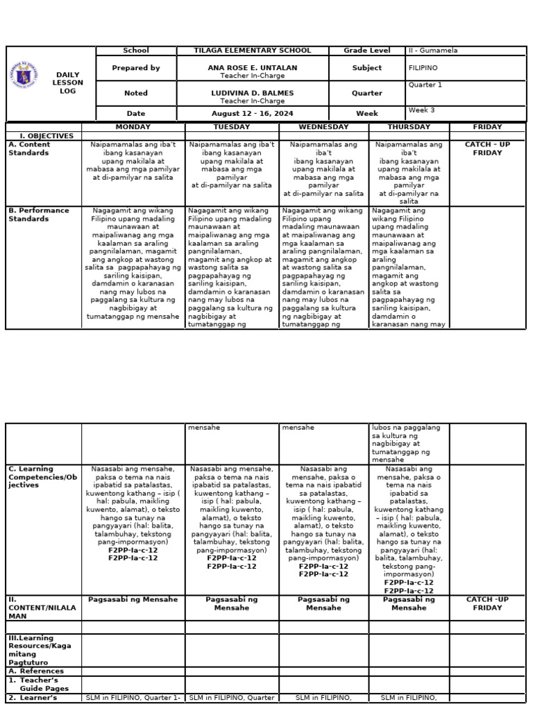 Q1 W3 Filipino | PDF