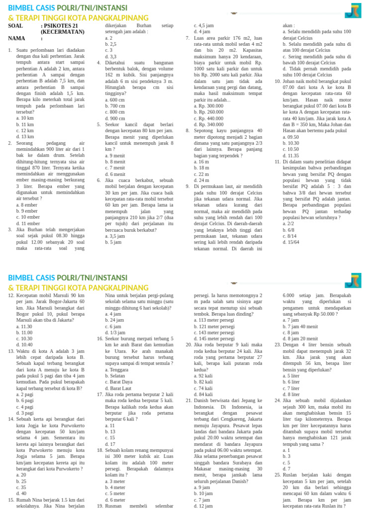 Psikotes 21 | PDF