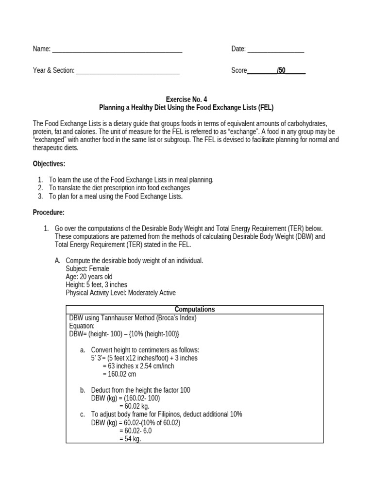 ND 132 Laboratory Exercise No. 4 SY22 23 2 | PDF | Meal | Wellness