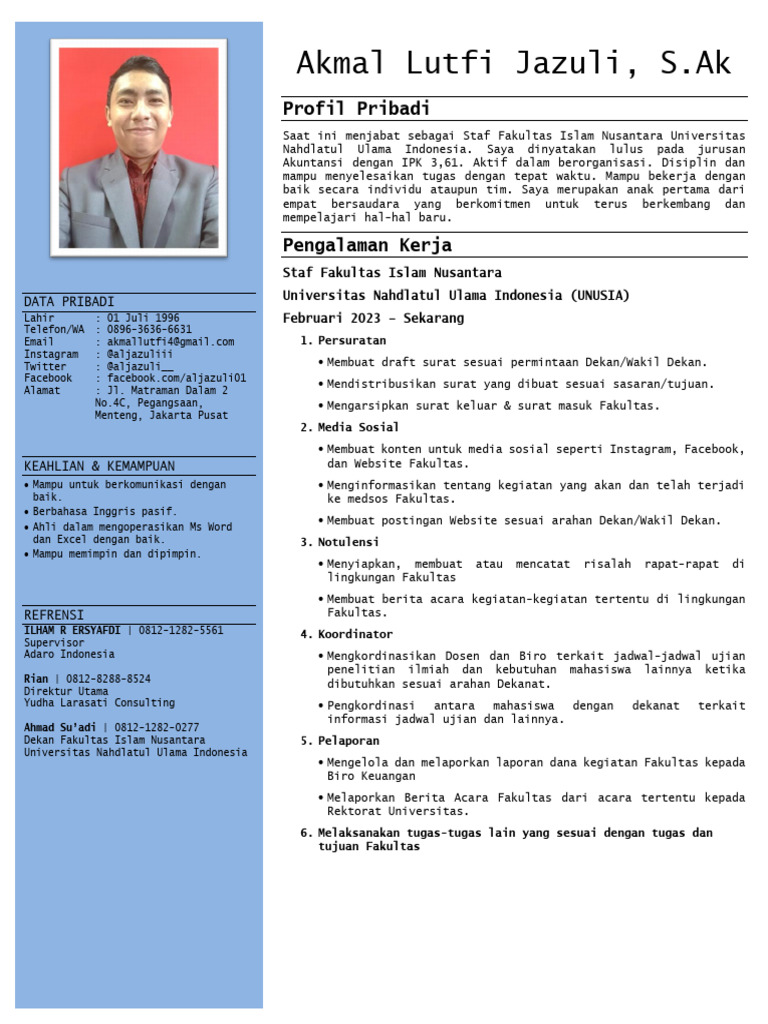 CV Akmal Lutfi Jazuli | PDF