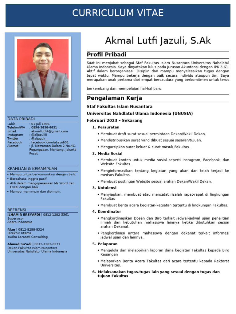 CV Akmal Lutfi Jazuli | PDF