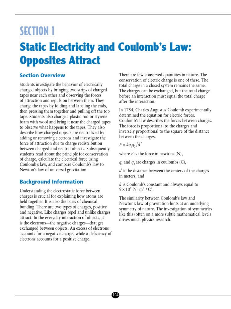 Static Electricity | PDF