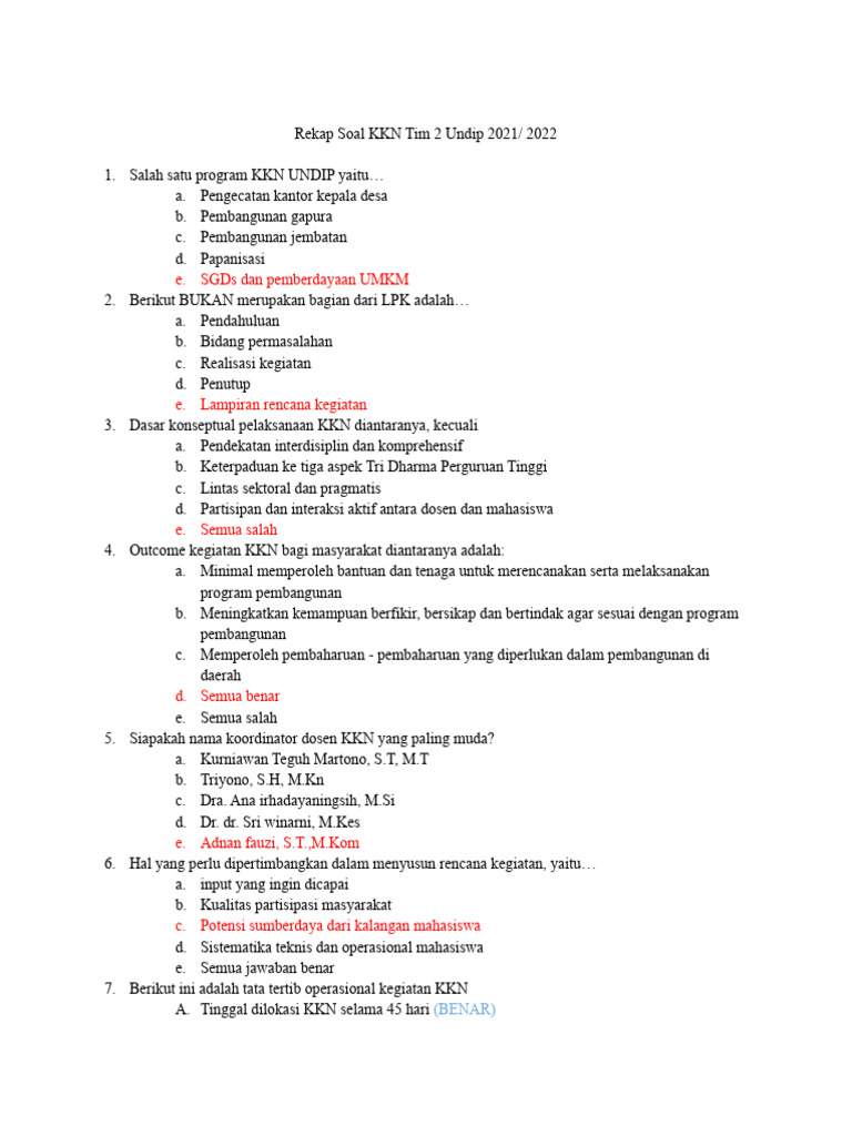 Soal KKN - 2 | PDF | Indonesia