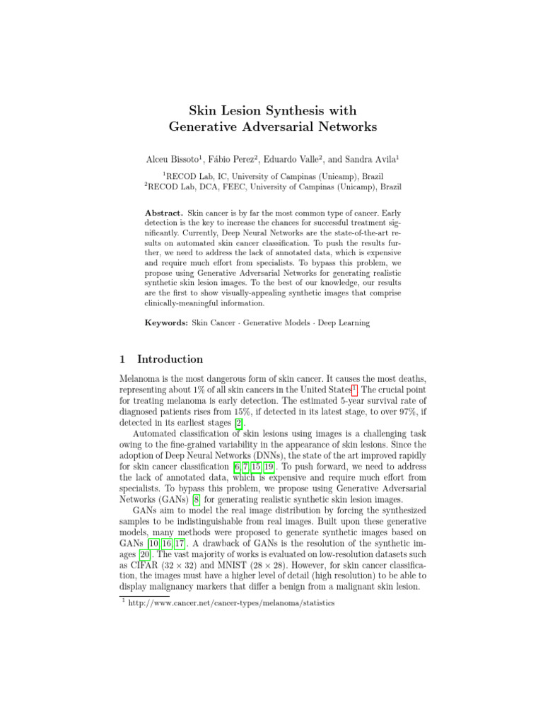 Skin Lesion Gan | PDF