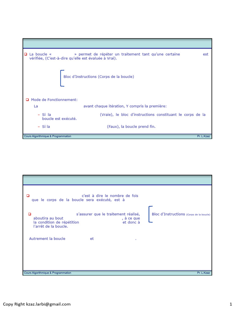 05 Algoritmique And Programmation Structures Itératives Boucle Tant Que Pdf